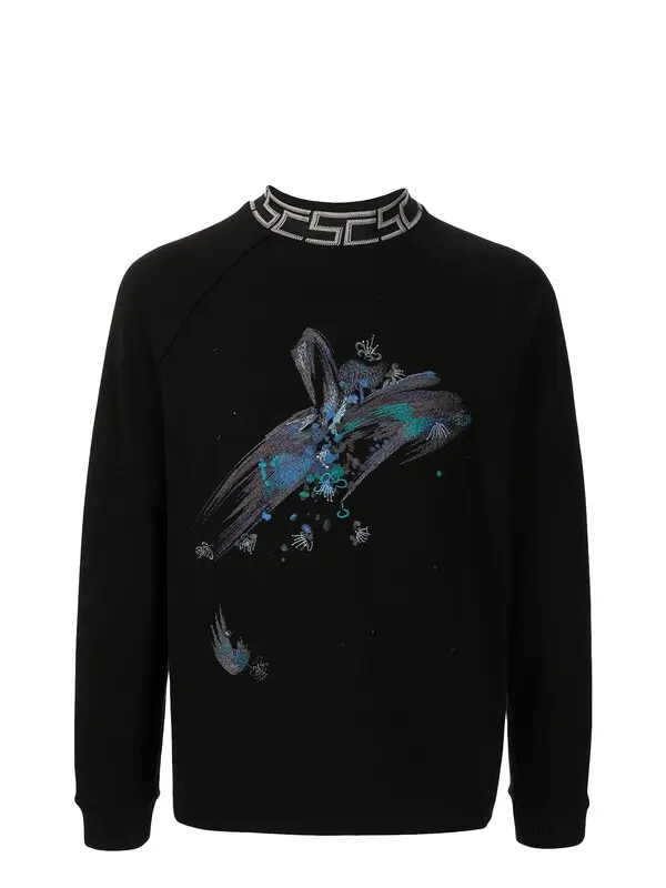 Shiatzy Chen Embroidered Mock Neck Sweatshirt - Black