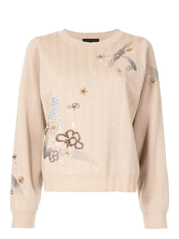 Shiatzy Chen Embroidered Crew Neck Jumper - Brown