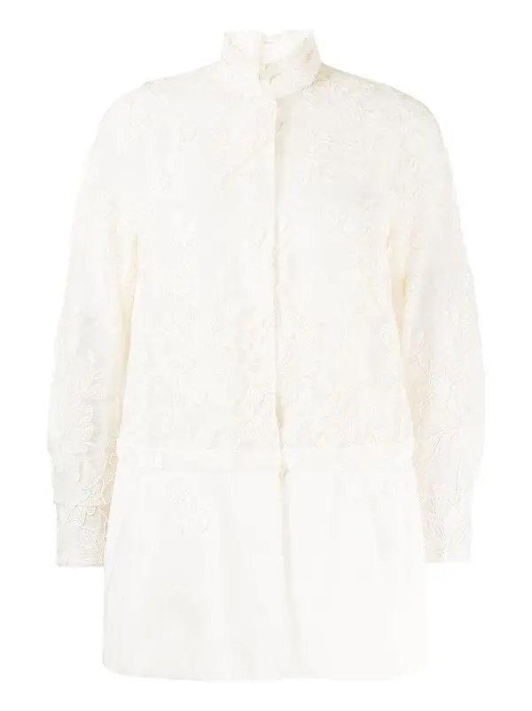 Shiatzy Chen Embroidered Lace Panel Jacket - White