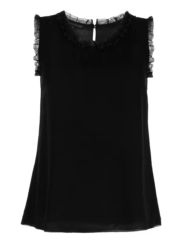 Shiatzy Chen Bead-embellished Silk Sleeveless Blouse - Black