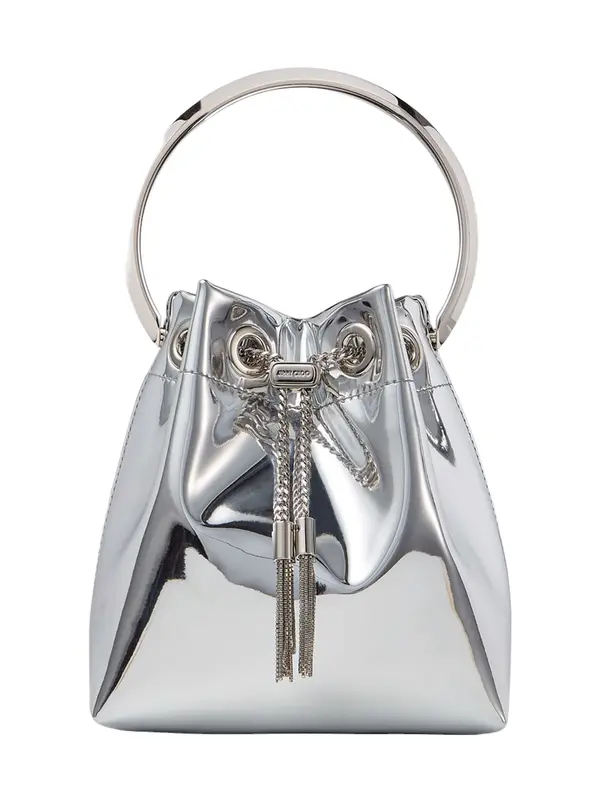 JIMMY CHOO Bon Bon Metallic-effect Bucket Bag - Silver