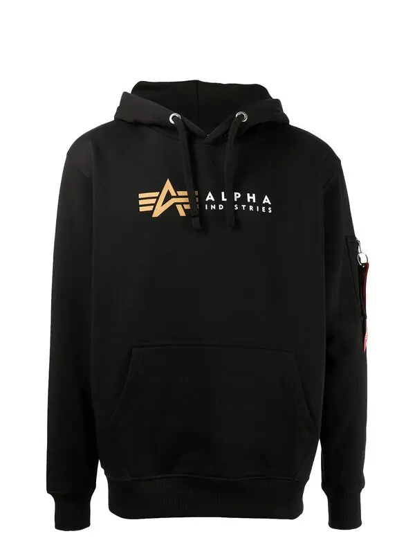 Alpha Industries Logo-print Pullover Hoodie - Black