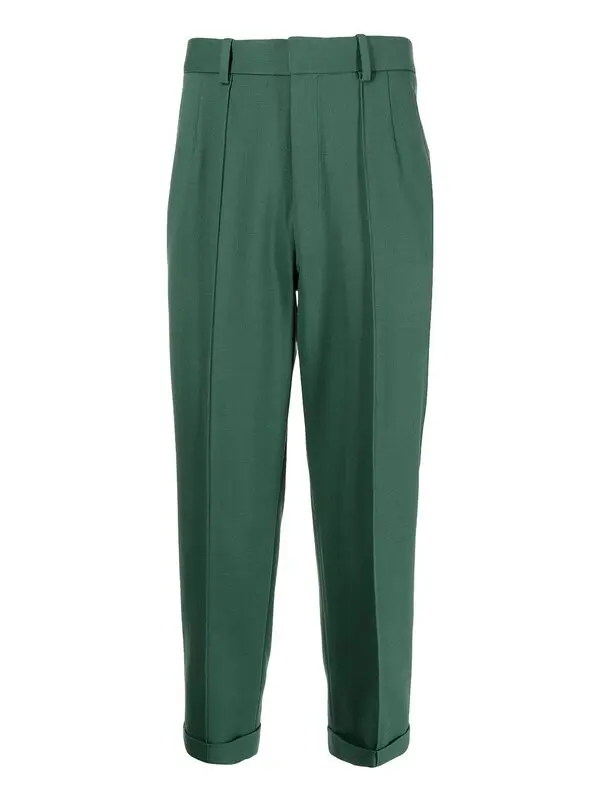 Shiatzy Chen Pressed Crease Wool Tailored Trousers - Green