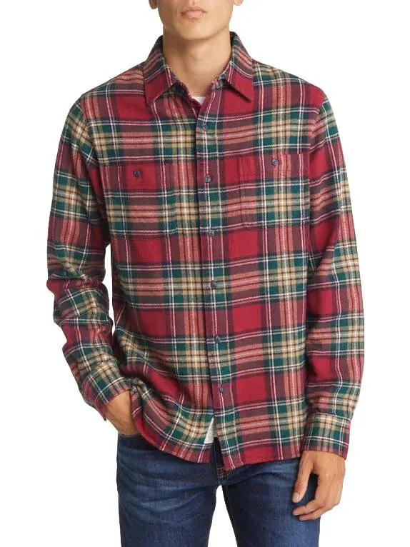 SCHOTT Two-pocket Long Sleeve Flannel Button-up Shirt - Berry