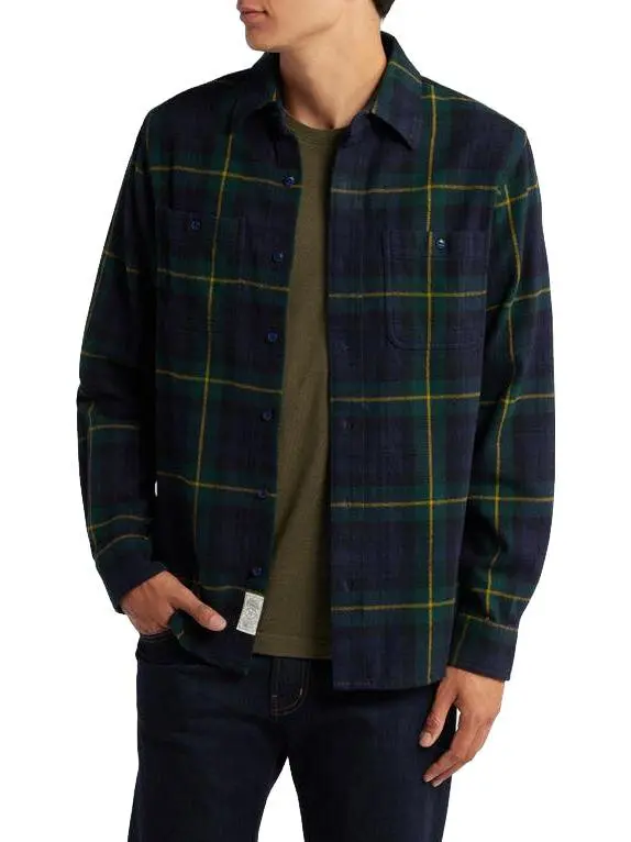 SCHOTT Two-pocket Long Sleeve Flannel Button-up Shirt - Blackwatch