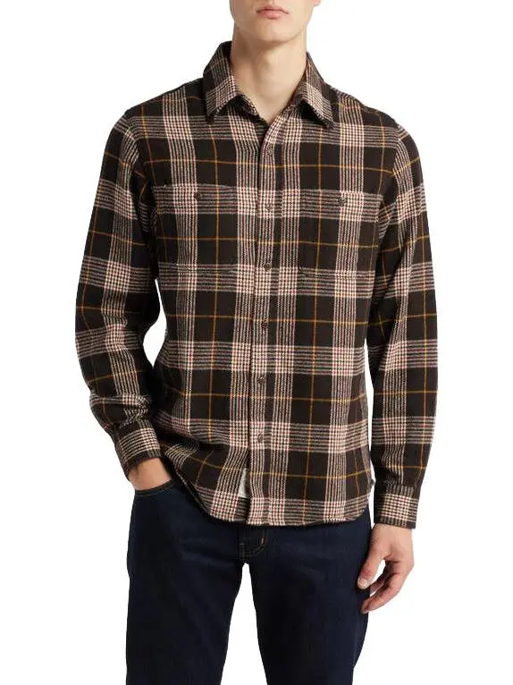 SCHOTT Two-pocket Long Sleeve Flannel Button-up Shirt - Brown/gold