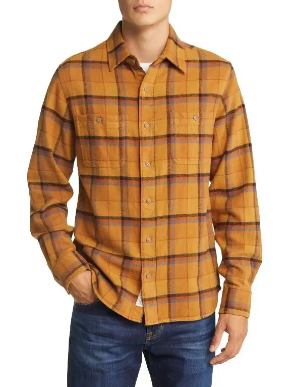 SCHOTT Two-pocket Long Sleeve Flannel Button-up Shirt - Gold