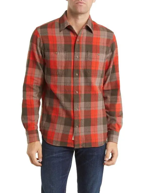 SCHOTT Two-pocket Long Sleeve Flannel Button-up Shirt - Orange