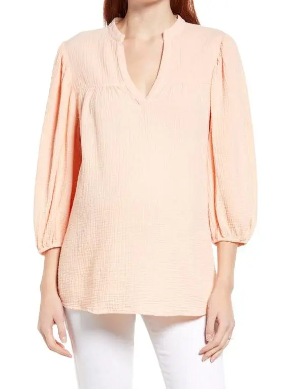MATERNAL AMERICA Puff Sleeve Maternity Blouse - Peach