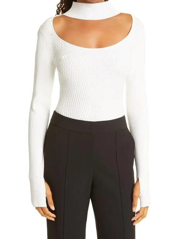 MILLY Cutout Textured Sweater - Ecru