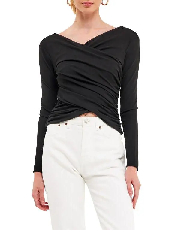 Endless Rose Shirred Crop Top - Black