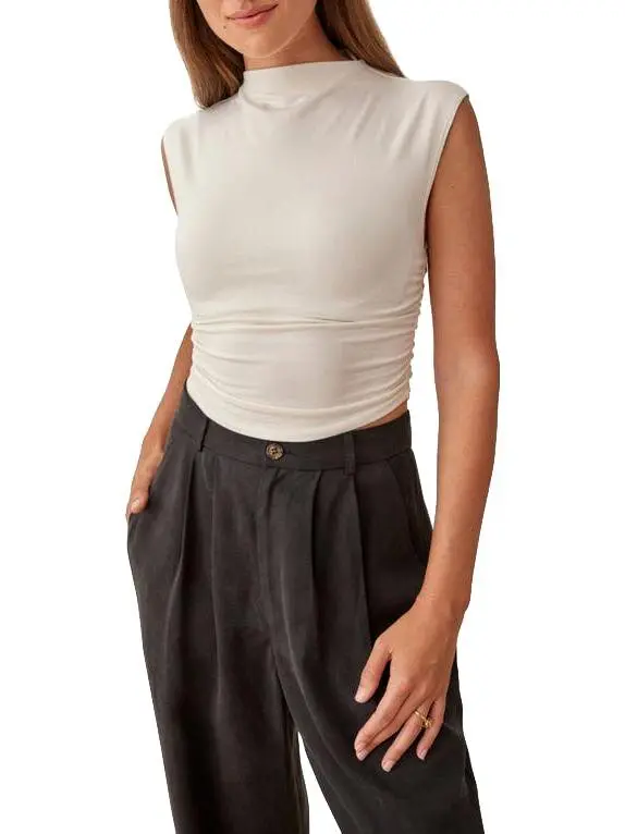 REFORMATION Lindy Ruched Crop Top - Ivory
