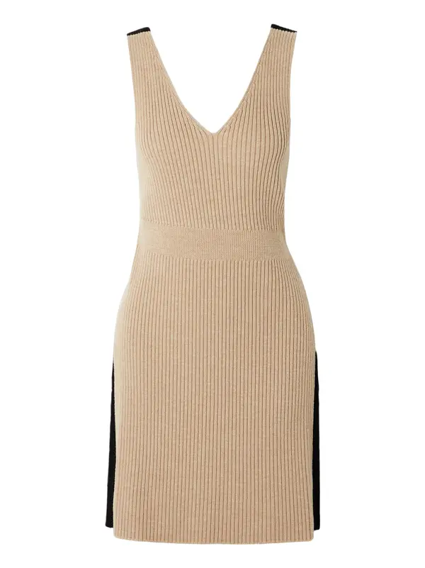 Loewe Backless Ribbed Wool Tunic - Neutrals