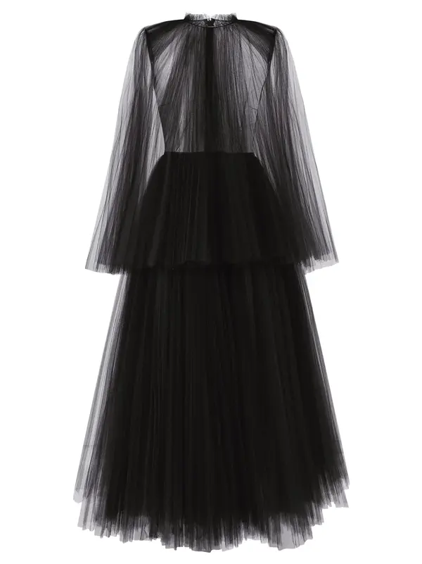 Dolce & Gabbana Cape-detail Tulle Midi Dress - Black