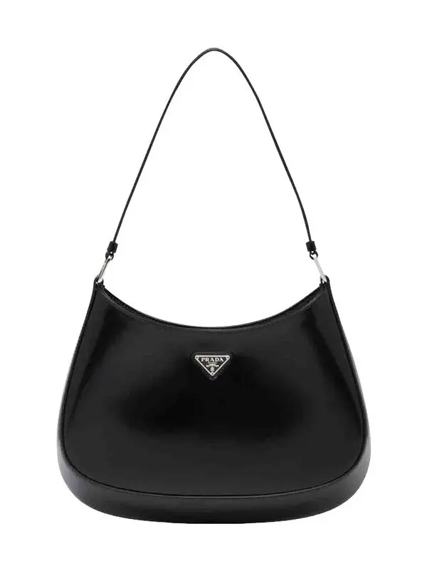 Prada Cleo Brushed Leather Shoulder Bag - Black