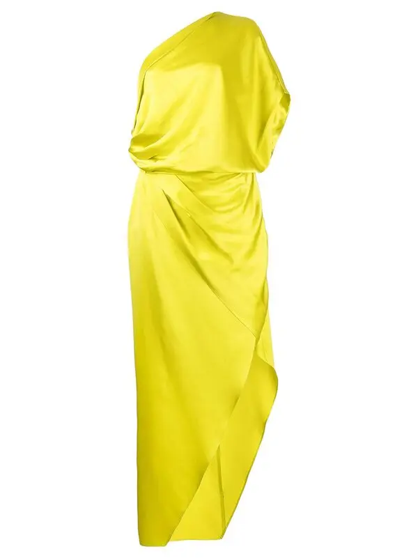 Michelle Mason Draped Silk Midi Dress - Yellow