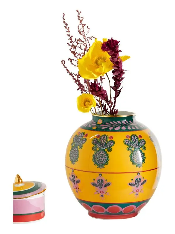 La DoubleJ Painted Porcelain Vase - Yellow