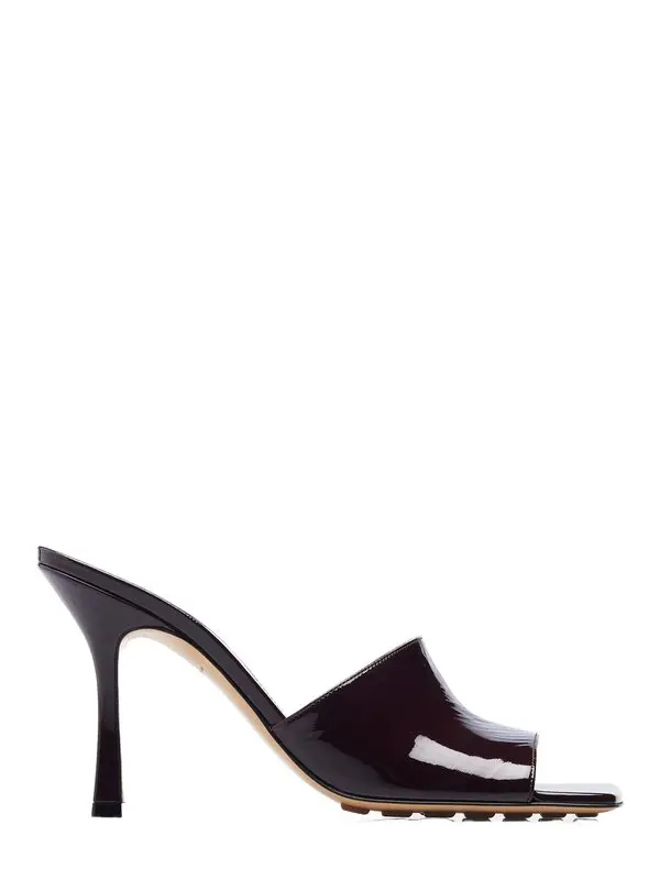 Bottega Veneta Stretch Patent Leather Slide Sandals - Burgundy