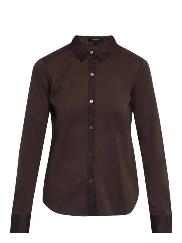 Theory Riduro Organic Cotton Shirt - Cacao