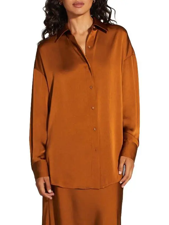 FAVORITE DAUGHTER The Smooth Ex-boyfriend Satin Shirt - Caramel