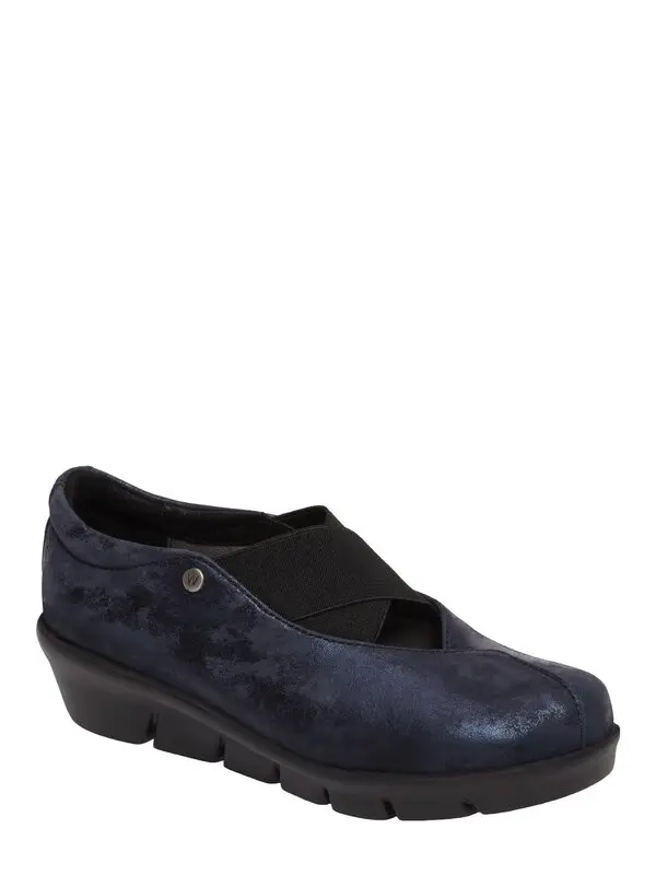WOLKY Cursa Slip-on Sneakers - Navy Leather