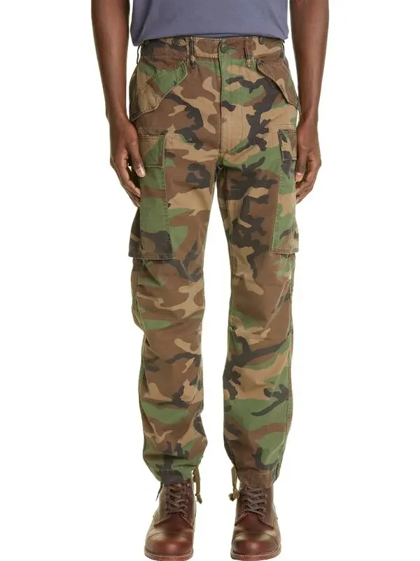 Double Rl Rrl Camo Cotton Ripstop Cargo Pants - Woodland Camo