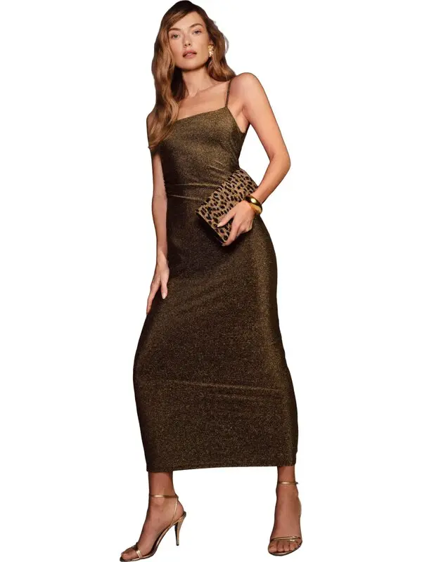 REFORMATION Breslin Knit Dress - Gold