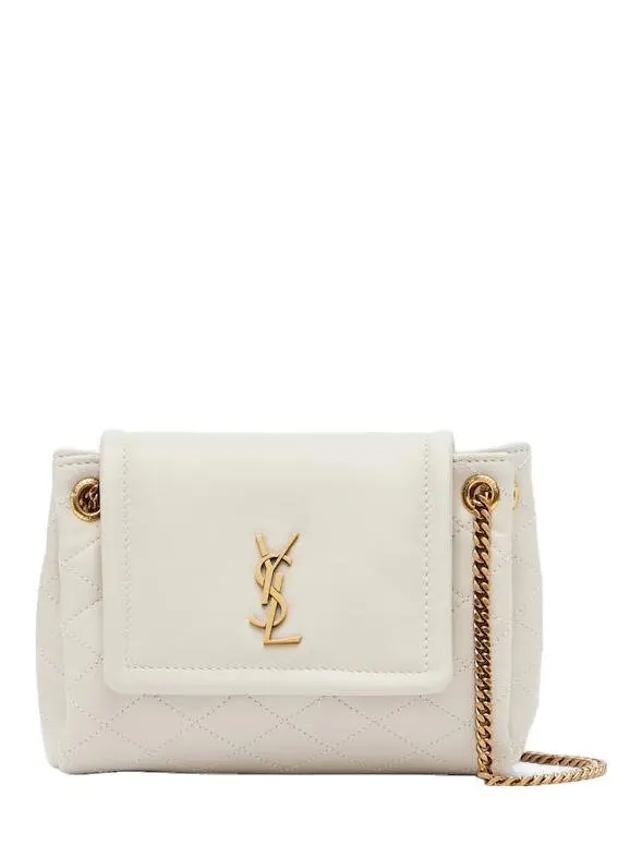 Saint Laurent Nolita Mini Leather Shoulder Bag - White