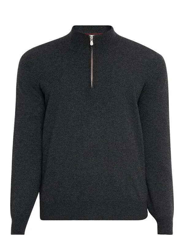 Brunello Cucinelli Cashmere Quarter-zip Sweater - Charcoal