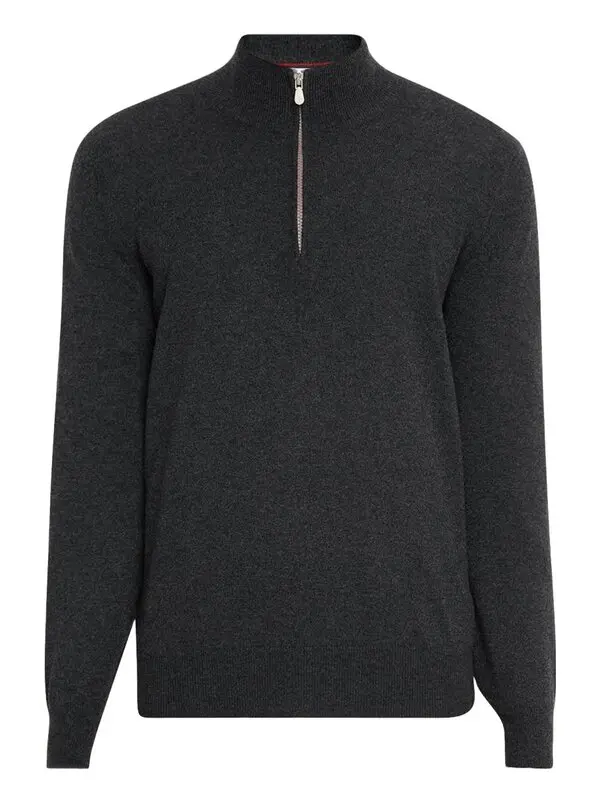 Brunello Cucinelli Cashmere Quarter-zip Sweater - Charcoal