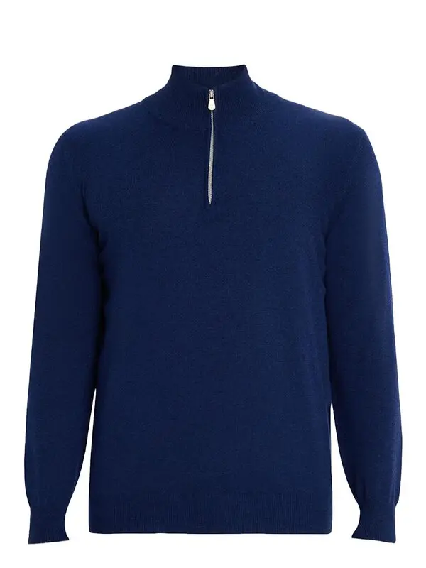 Brunello Cucinelli Cashmere Quarter-zip Sweater - Dark Blue
