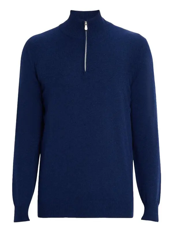 Brunello Cucinelli Cashmere Quarter-zip Sweater - Dark Blue