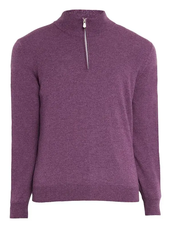Brunello Cucinelli Cashmere Quarter-zip Sweater - Dark Red