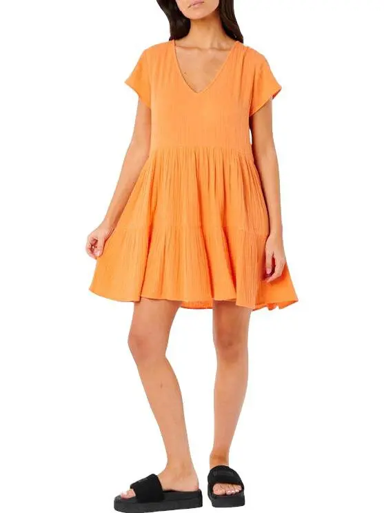 Rip Curl Crinkled Mini Dress - Light Orange