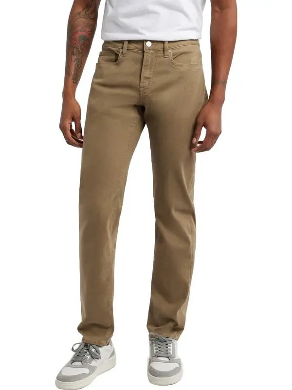 FRAME L'homme Slim Fit Five-pocket Twill Pants - Dark Tan