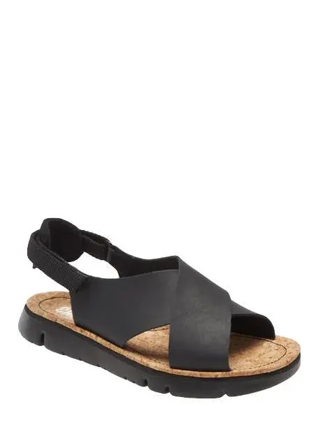 Camper Oruga Slingback Sandal - Black/beige Leather