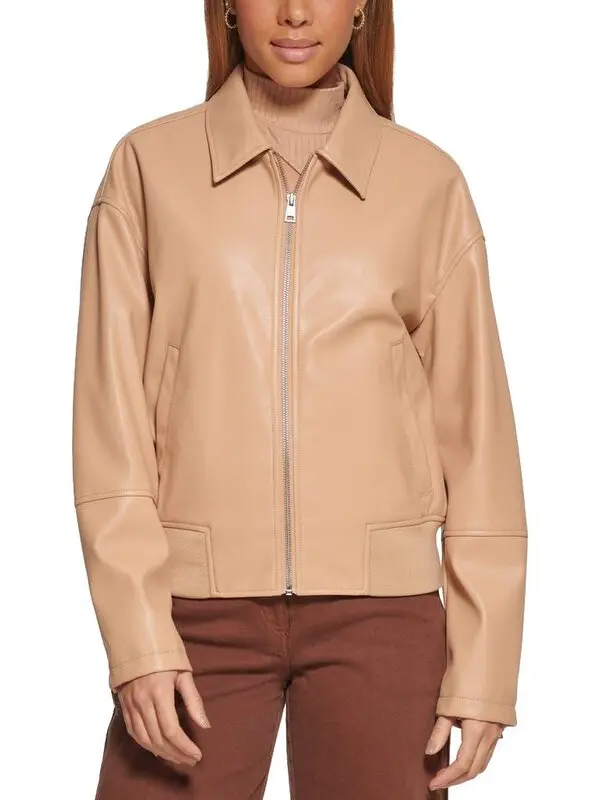 LEVI'S Faux Leather Bomber Jacket - Biscotti