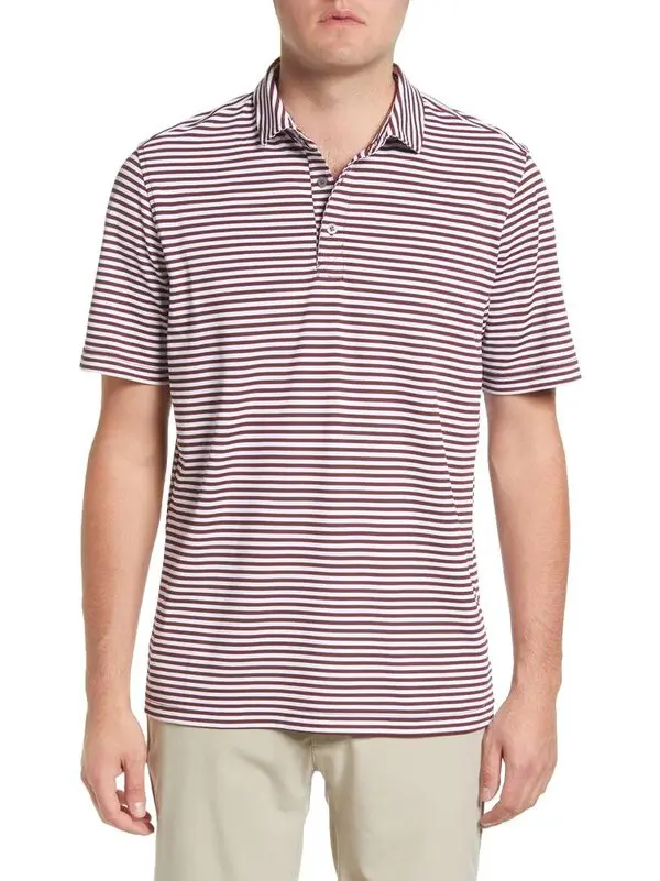 Cutter & Buck Virtue Piqué Stripe Recycled Blend Polo - Bordeaux