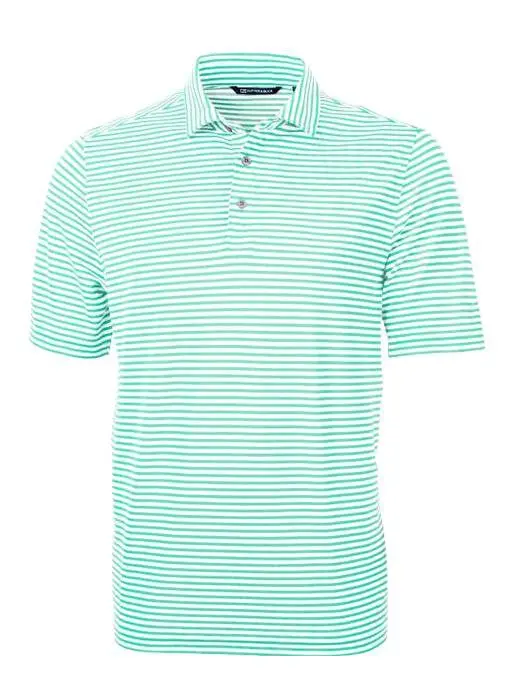 Cutter & Buck Virtue Piqué Stripe Recycled Blend Polo - Fresh Mint