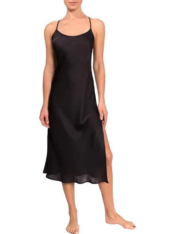 EVERYDAY RITUAL Sloan T-back Midi Nightgown - Black