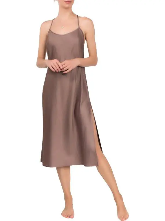 EVERYDAY RITUAL Sloan T-back Midi Nightgown - Chocolate