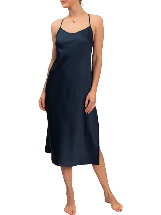 EVERYDAY RITUAL Sloan T-back Midi Nightgown - Inky Blue