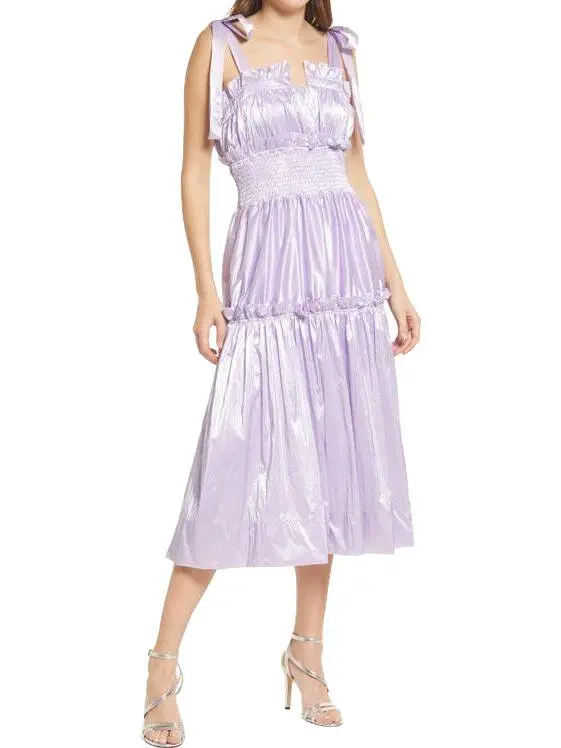 AMY LYNN Smocked Tie-strap Dress - Lilac
