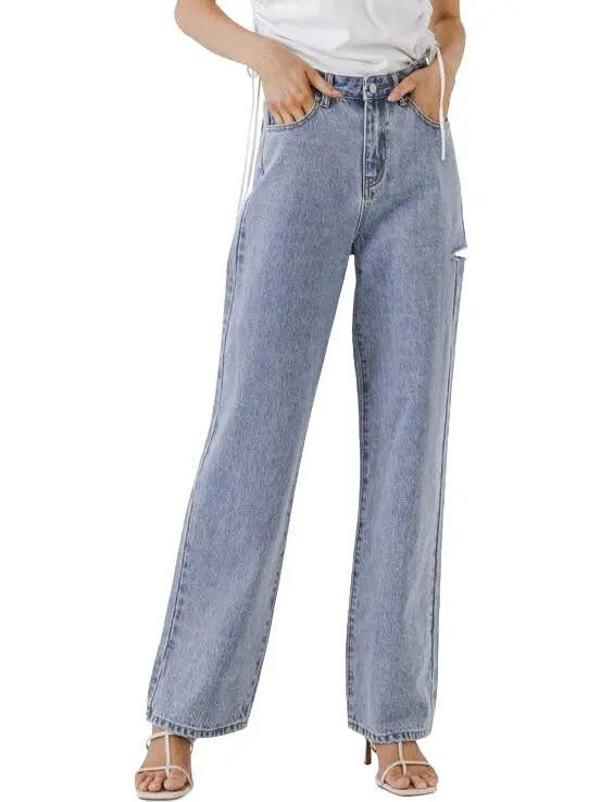GREY LAB High-rise Cutout Jeans - Denim