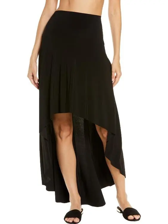 Norma Kamali Bias Cut High-low Hem Cover-up Skirt - Black