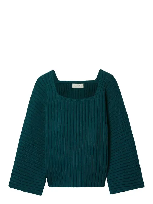 Mara Hoffman Net Sustain Jocelyn Ribbed Organic Cotton-blend Sweater - Blue