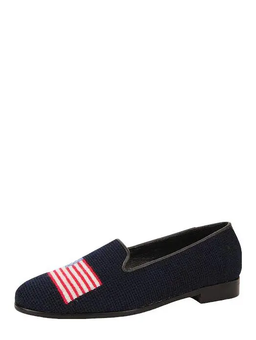 BYPAIGE Needlepoint American Flag Flat - Navy