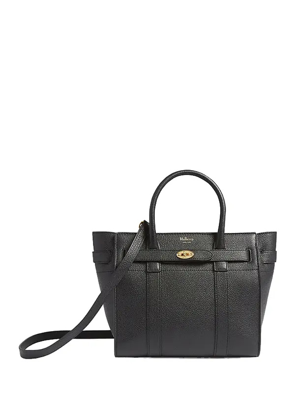 Mulberry Zipped Bayswater Mini Grained-leather Tote Bag - Black
