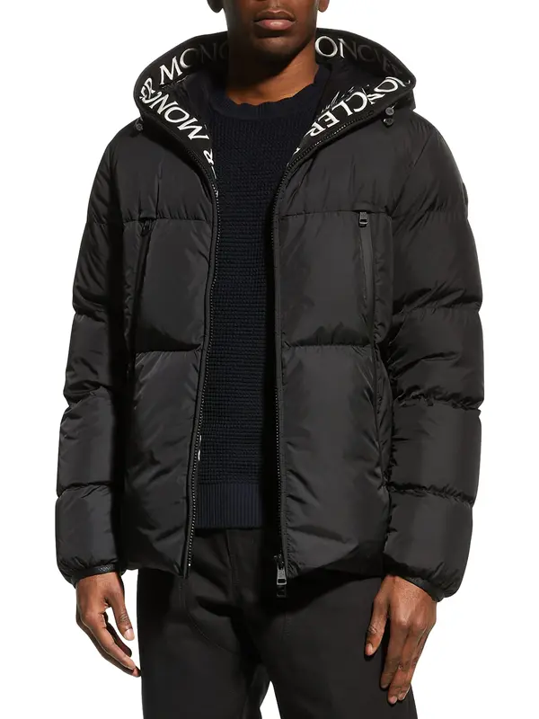Moncler Montcla Logo-trim Hooded Puffer Jacket - Black