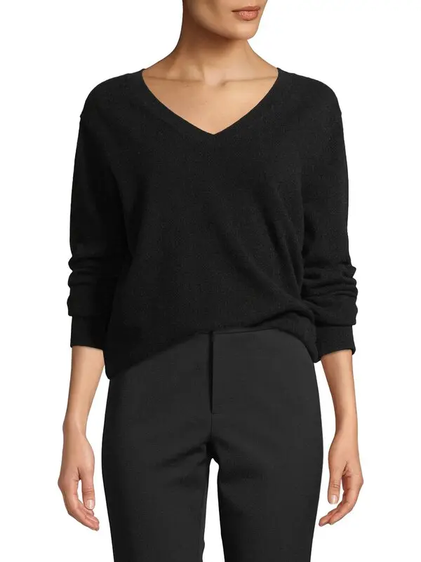 Vince Weekend V-neck Cashmere Pullover - Black